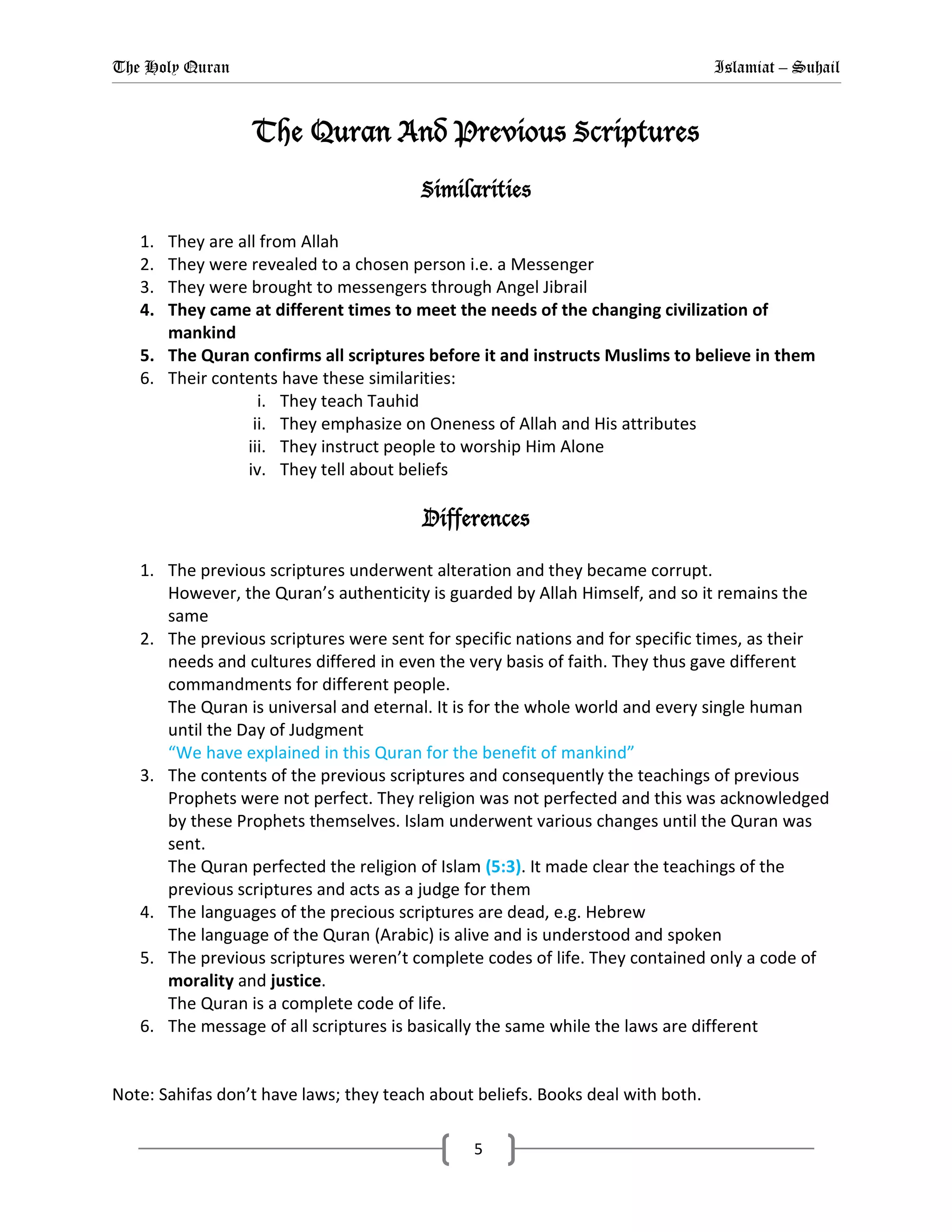 The Holy Quran in Brief | PDF