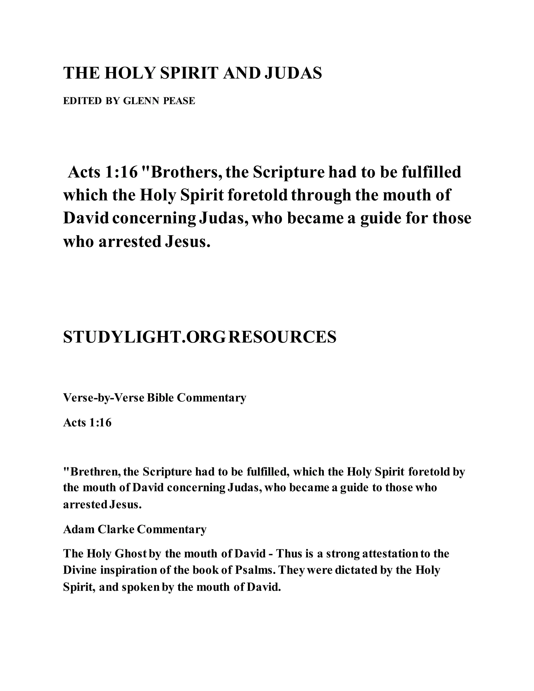 The holy spirit and judas | PDF