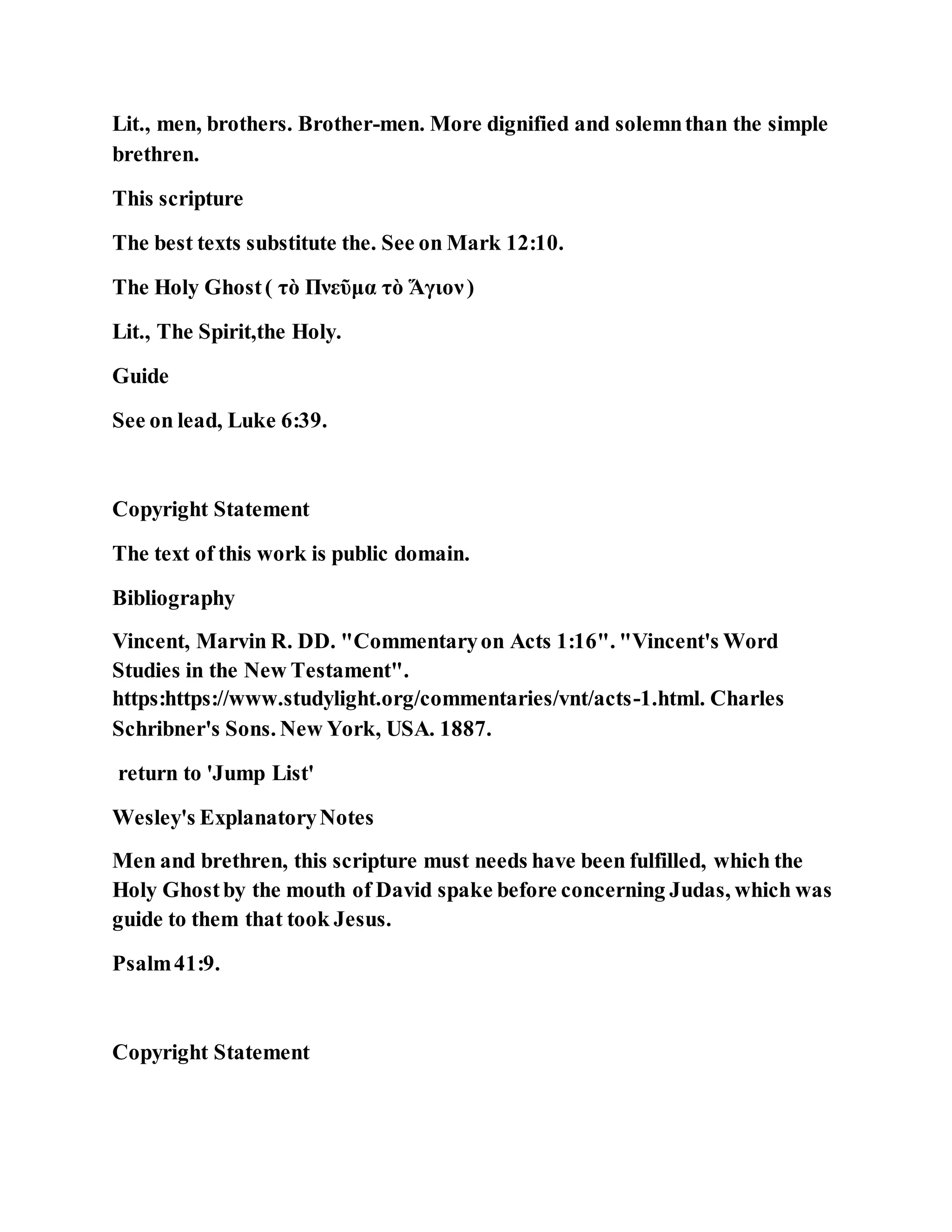 The holy spirit and judas | PDF