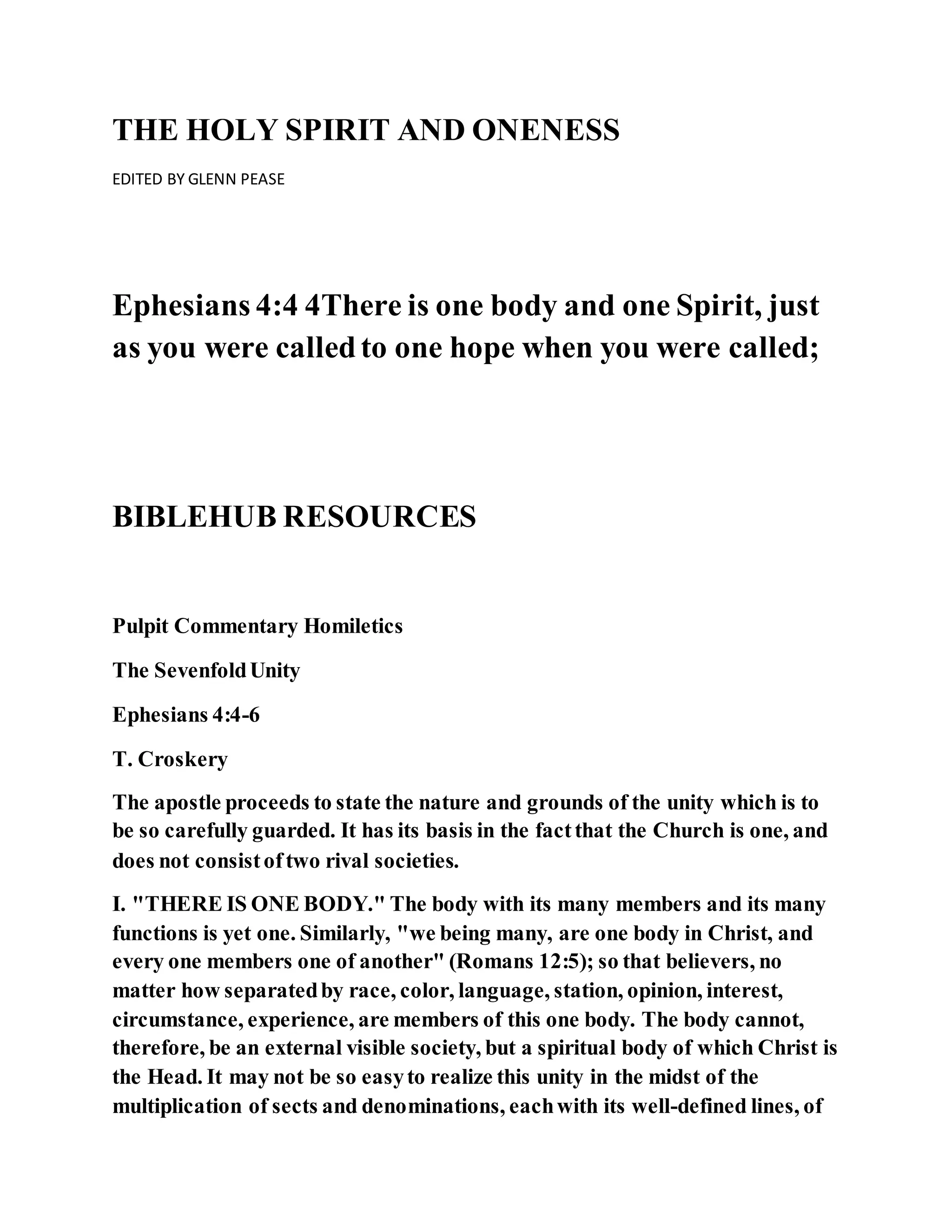 The holy spirit and oneness | DOCX