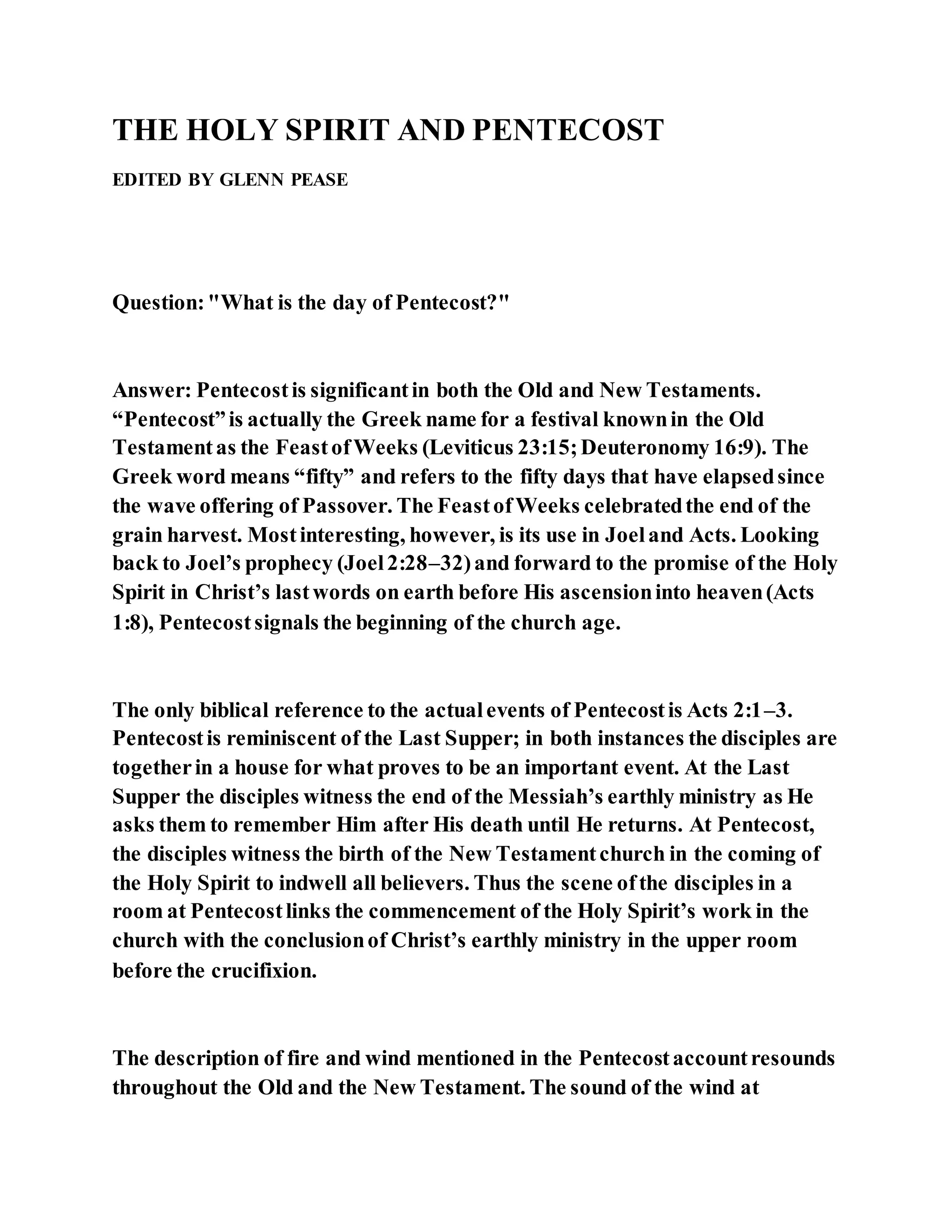 The holy spirit and pentecost | DOCX