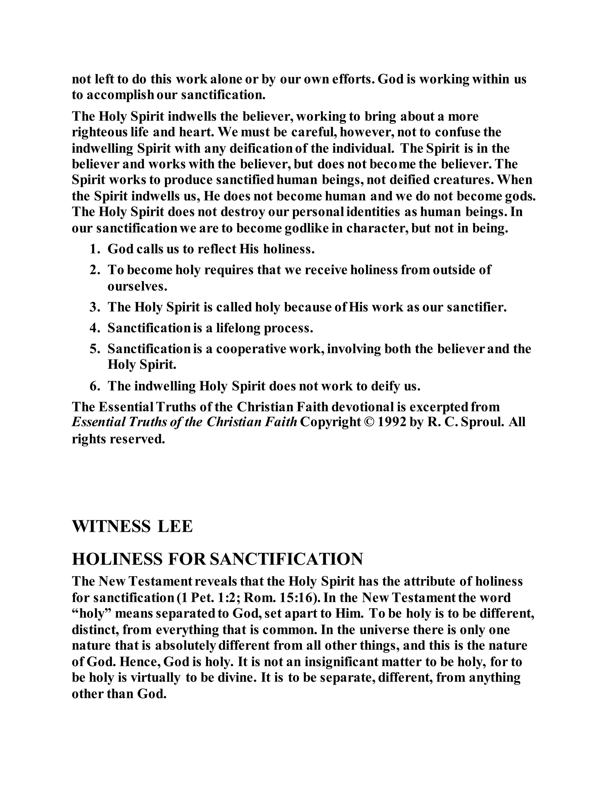 The holy spirit and sanctification | DOCX