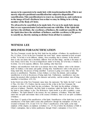 The holy spirit and sanctification | DOCX