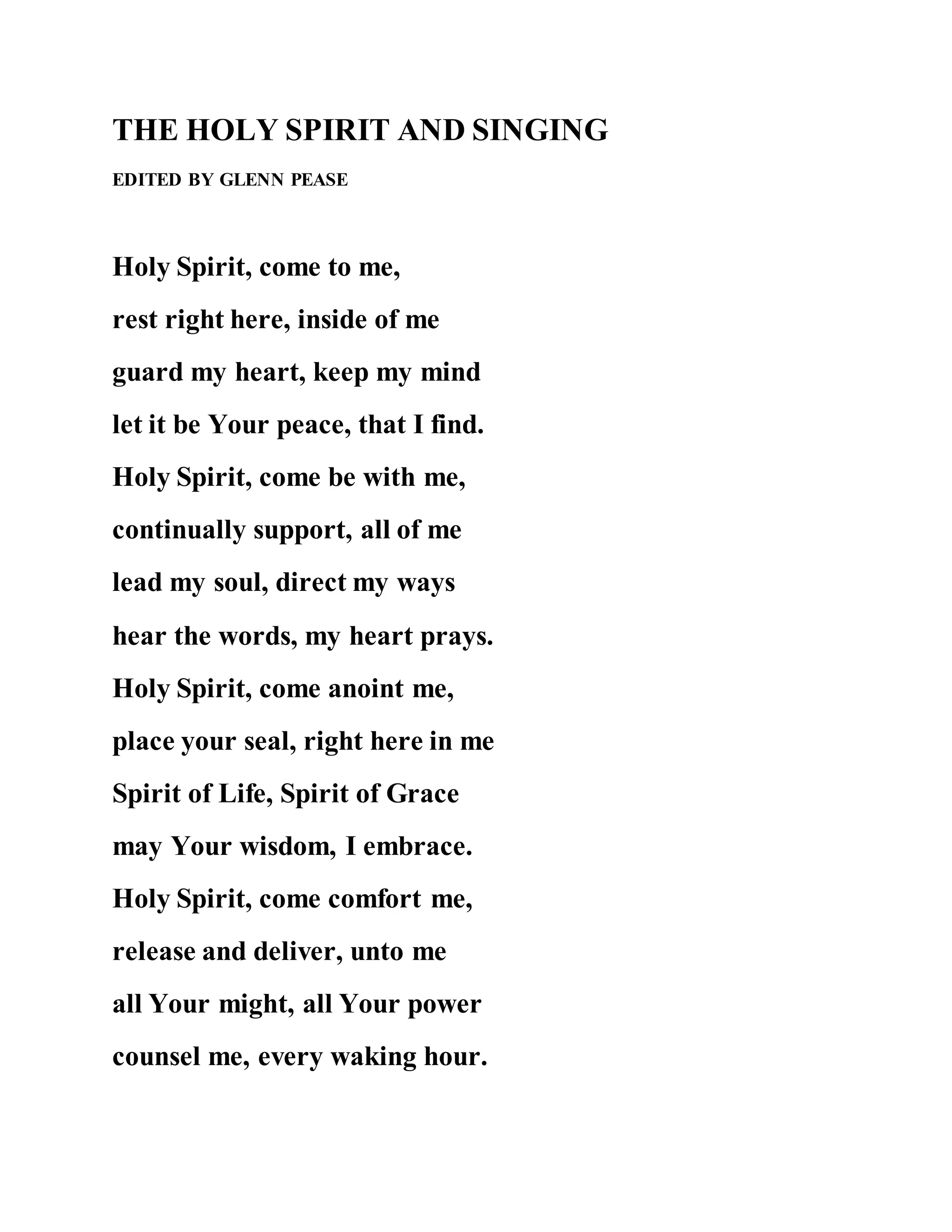 The holy spirit and singing | DOCX