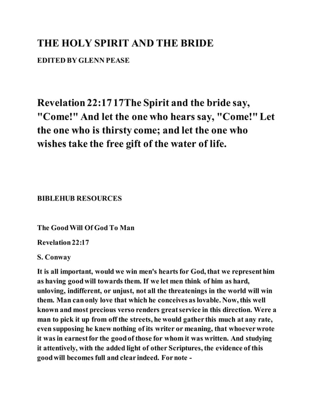 The holy spirit and the bride | DOCX | Christianity | Religion ...