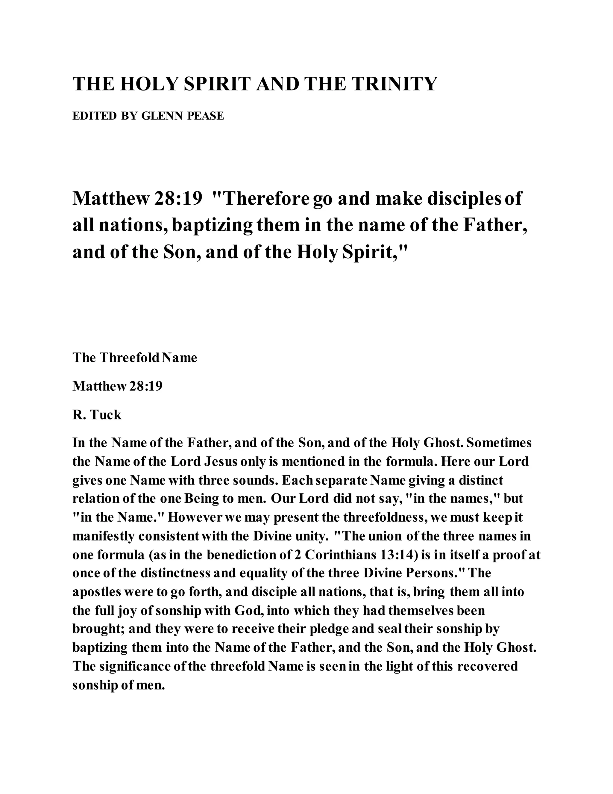 The holy spirit and the trinity | PDF