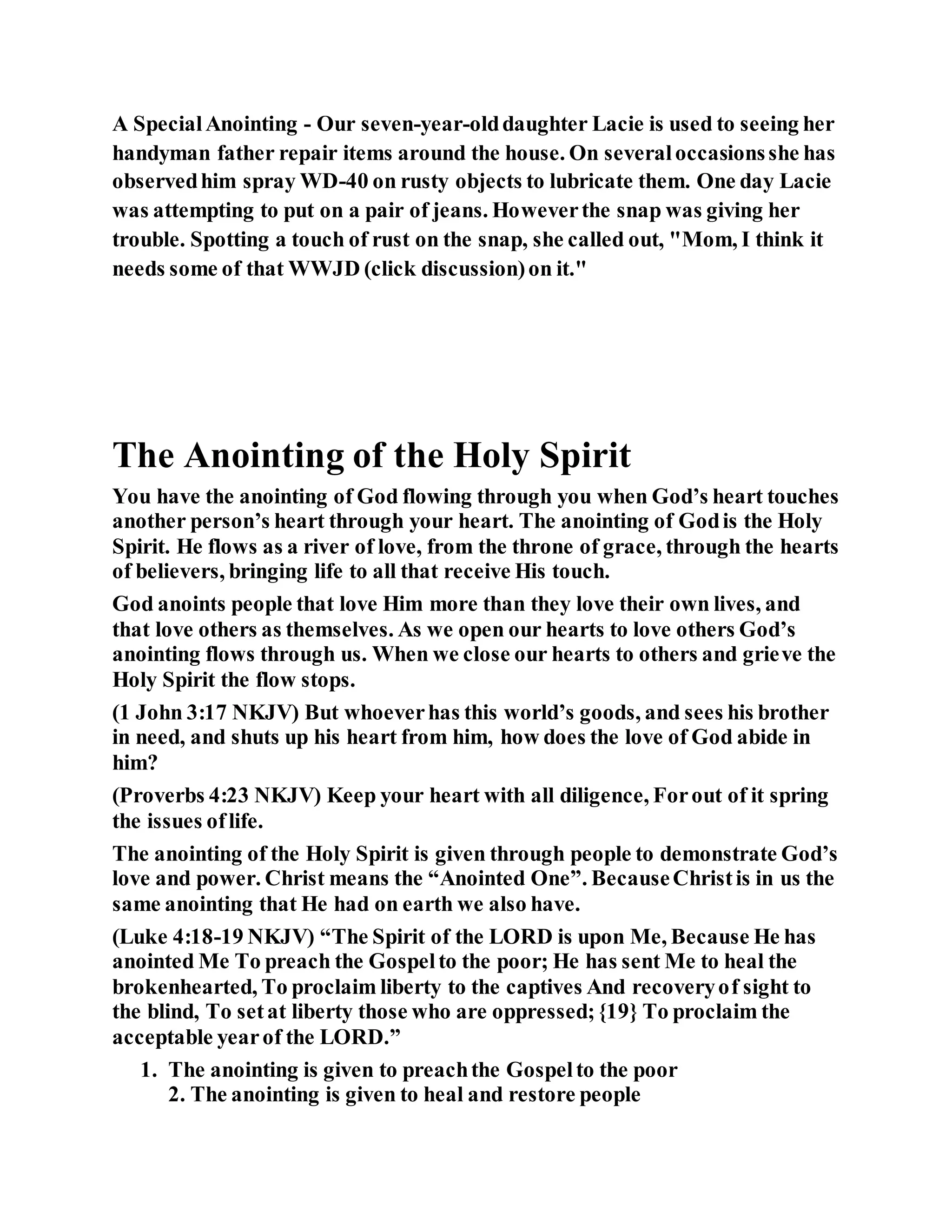 The holy spirit anointing | DOCX | Christianity | Religion & Spirituality