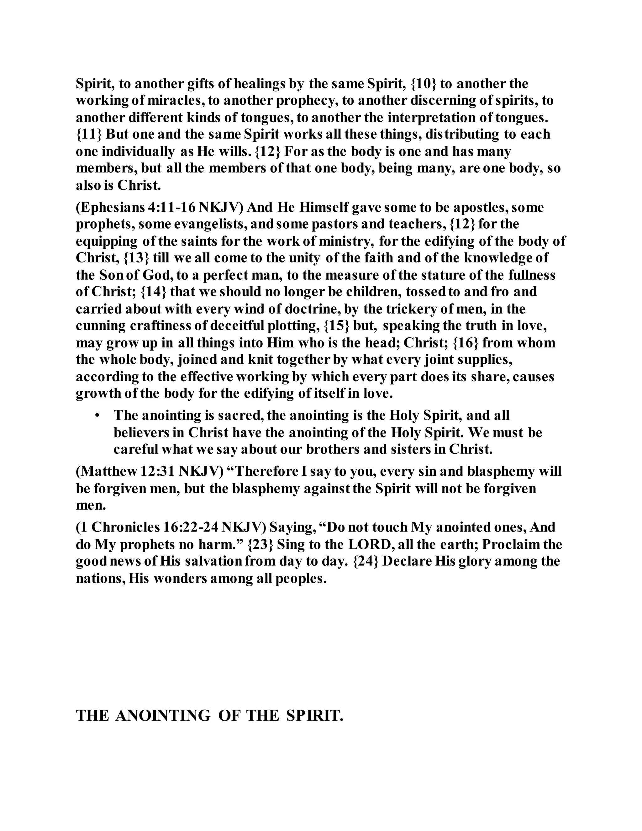 The holy spirit anointing | DOCX | Christianity | Religion & Spirituality
