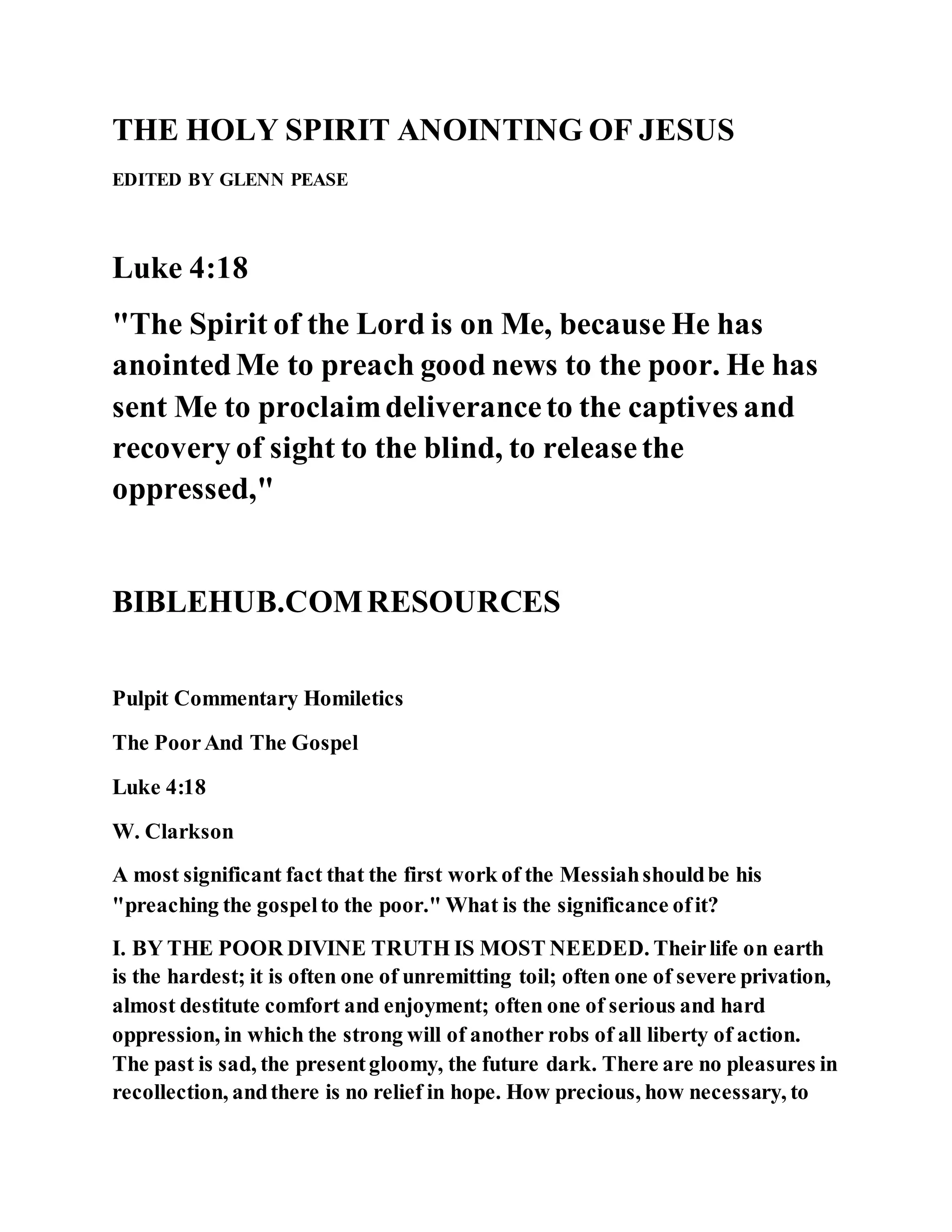 The holy spirit anointing of jesus | DOCX