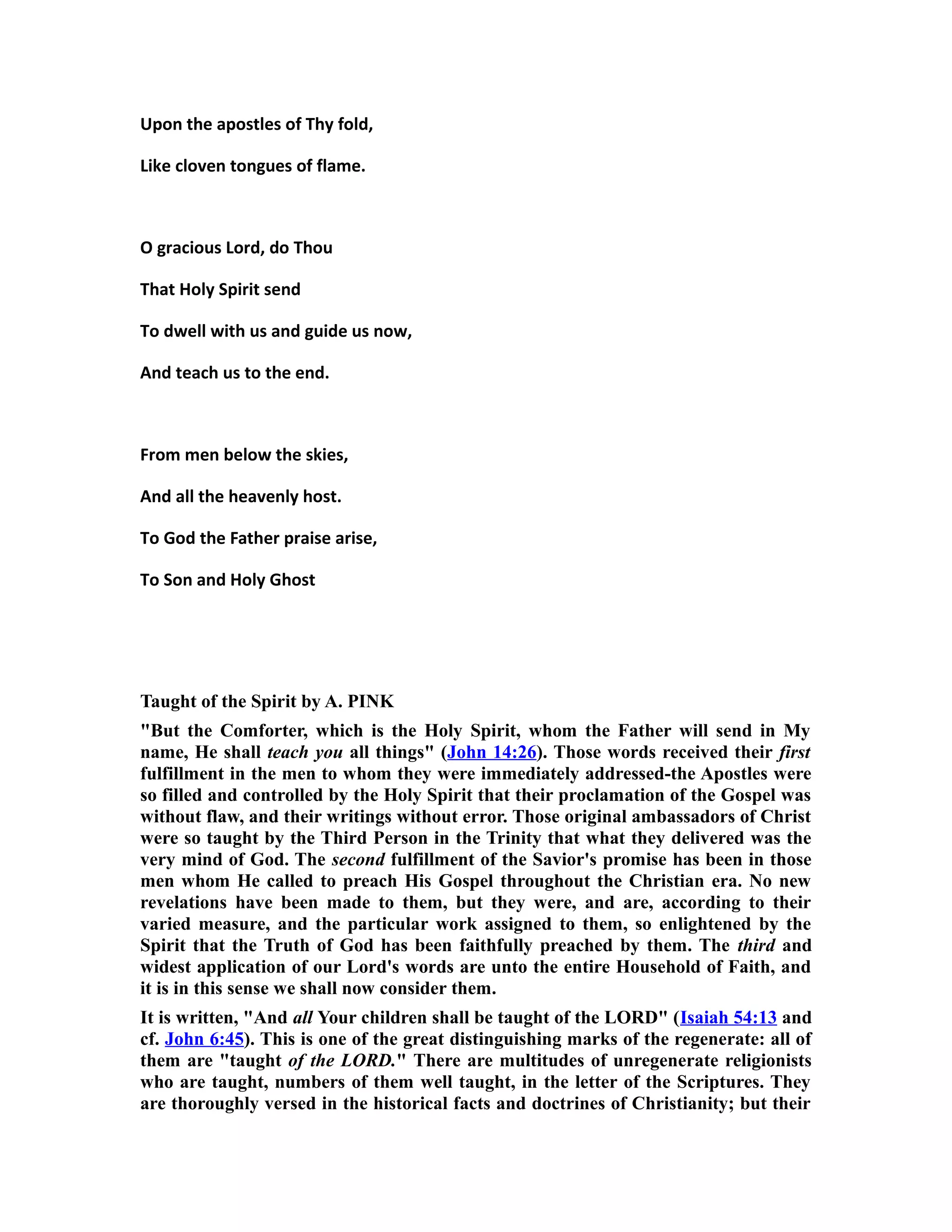 The holy spirit as teacher | RTF