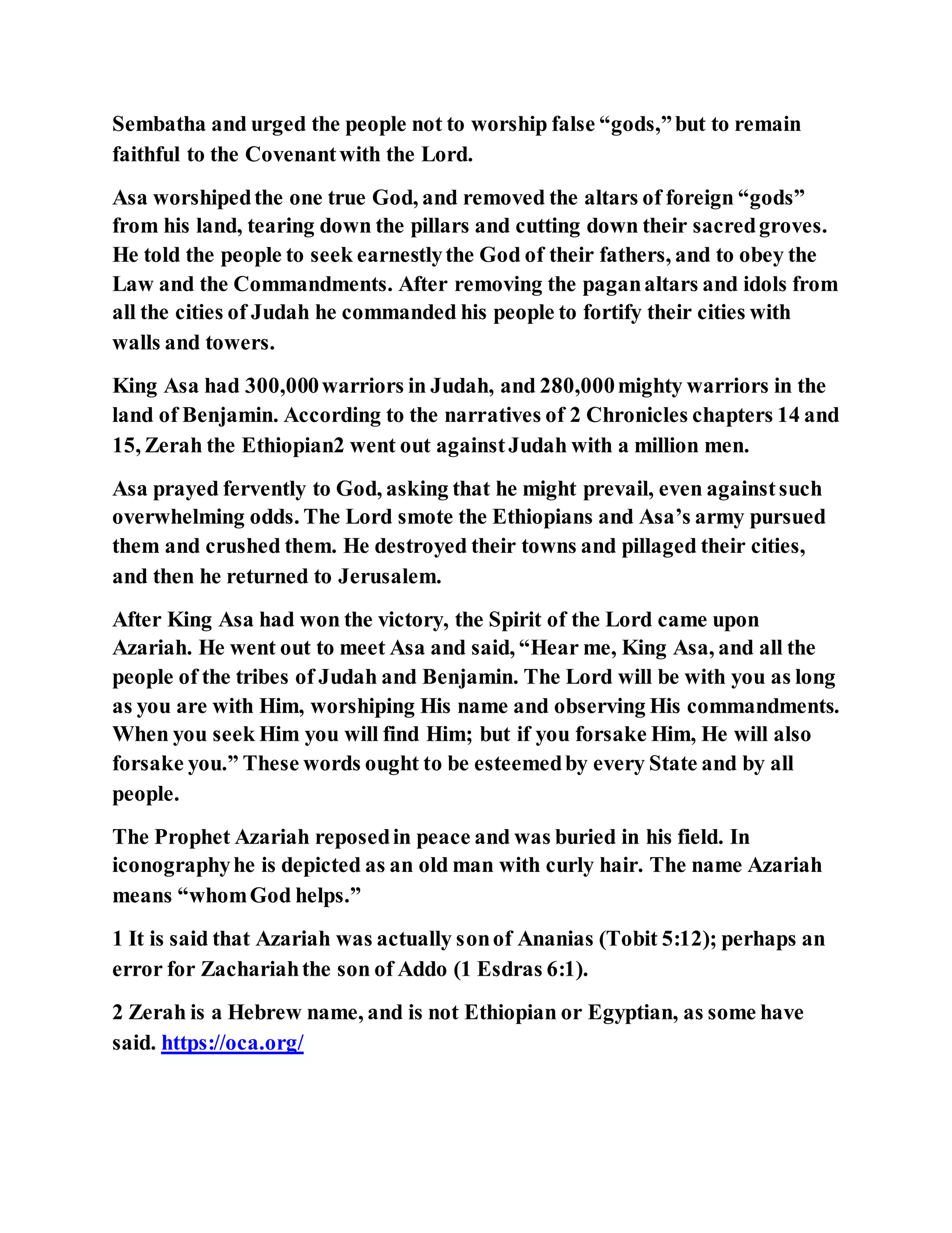 The holy spirit came upon azariah | DOCX