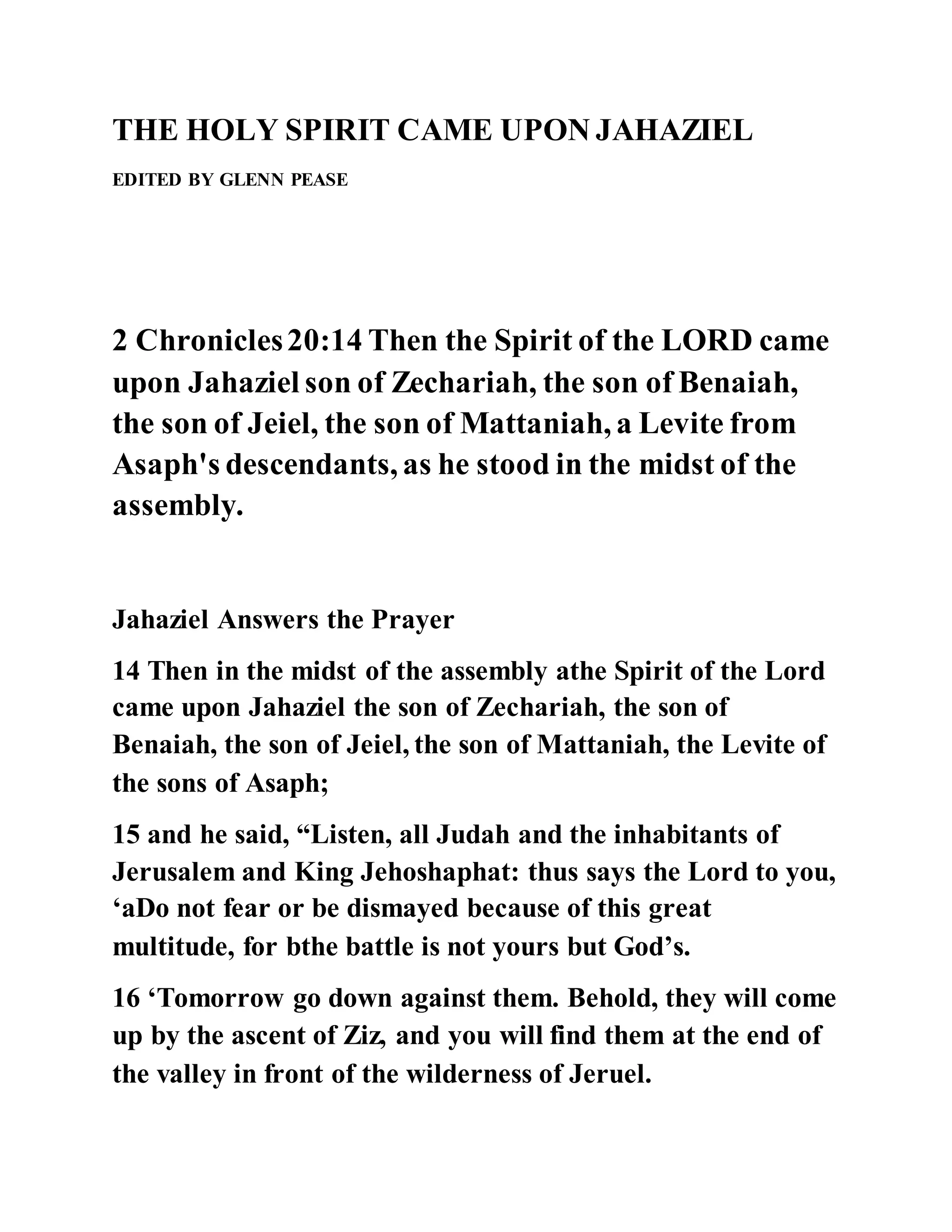 The holy spirit came upon jahaziel | DOCX