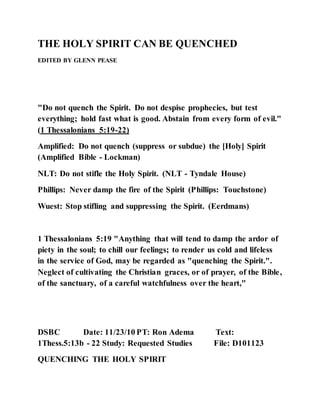 The holy spirit can be quenched | DOCX