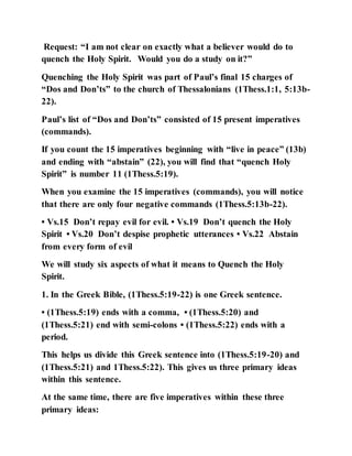The holy spirit can be quenched | DOCX