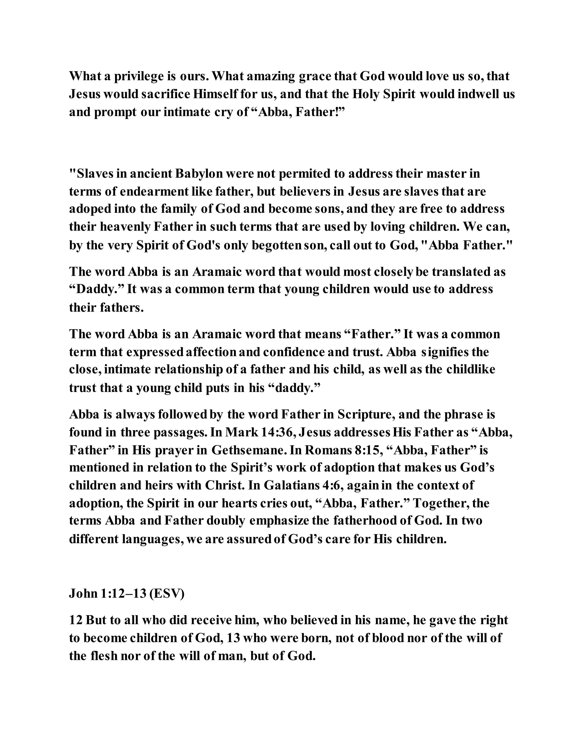 The holy spirit cries out abba father.. | DOCX