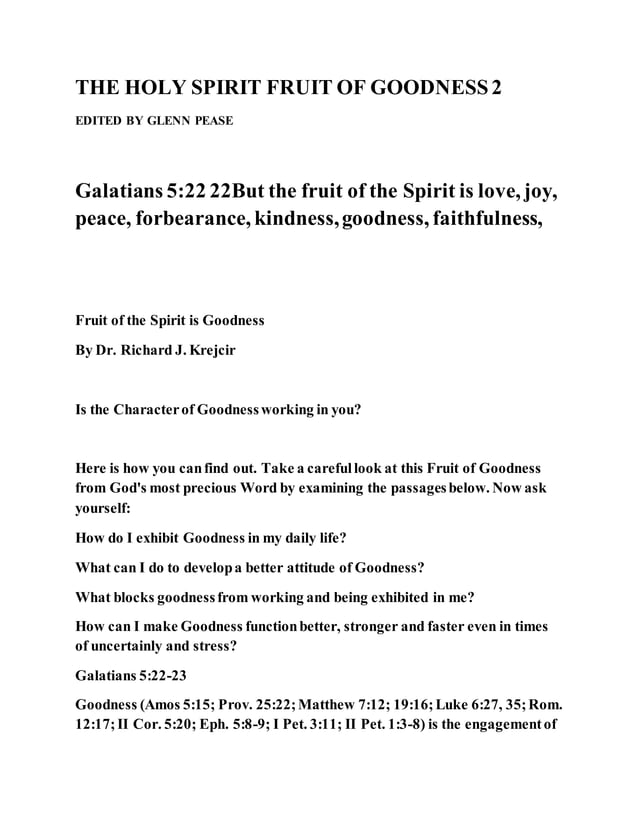The holy spirit fruit of goodness | DOCX