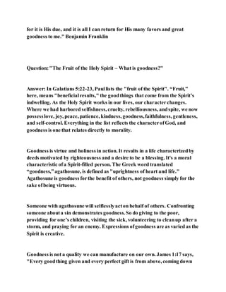 The holy spirit fruit of goodness | DOCX