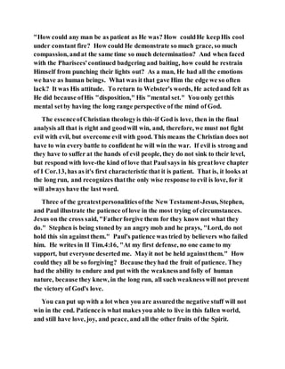 The holy spirit fruit of patience | DOCX