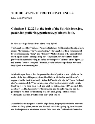 The holy spirit fruit of patience 2 | PDF