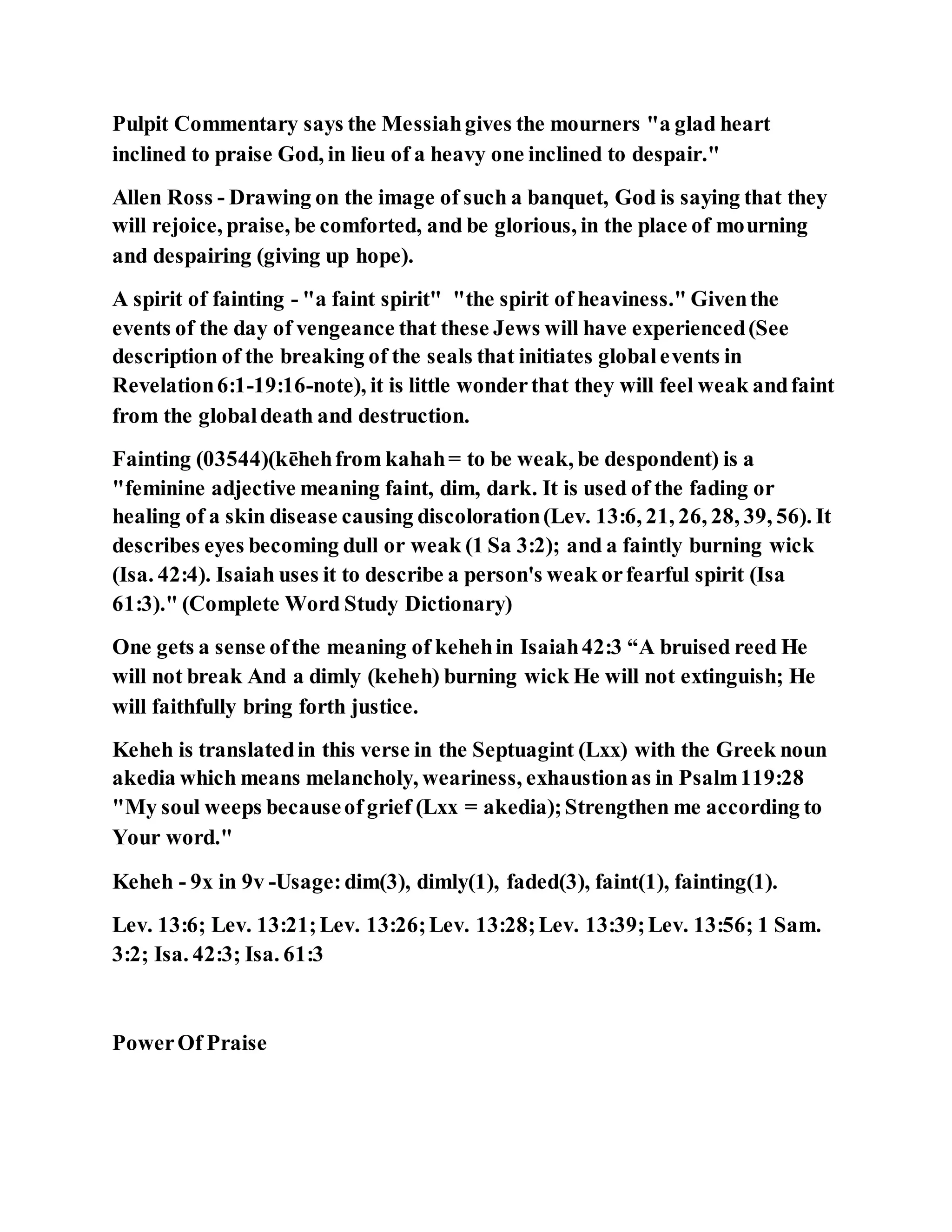 The holy spirit garment of praise | DOCX