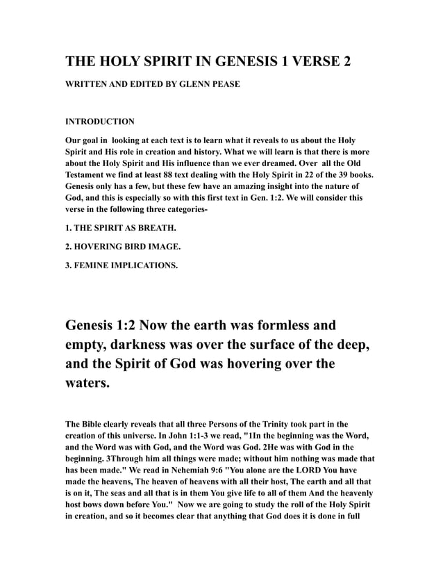 The holy spirit in genesis 1 verse 2 | PDF