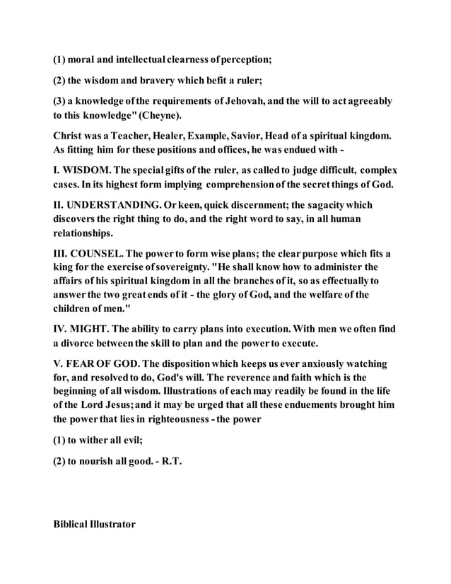 The holy spirit in isaiah 11 verse 2 | DOCX