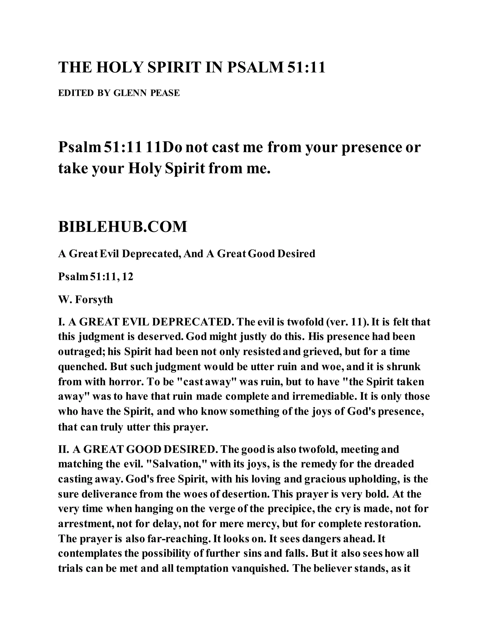 The holy spirit in psalm 51 11 | DOCX
