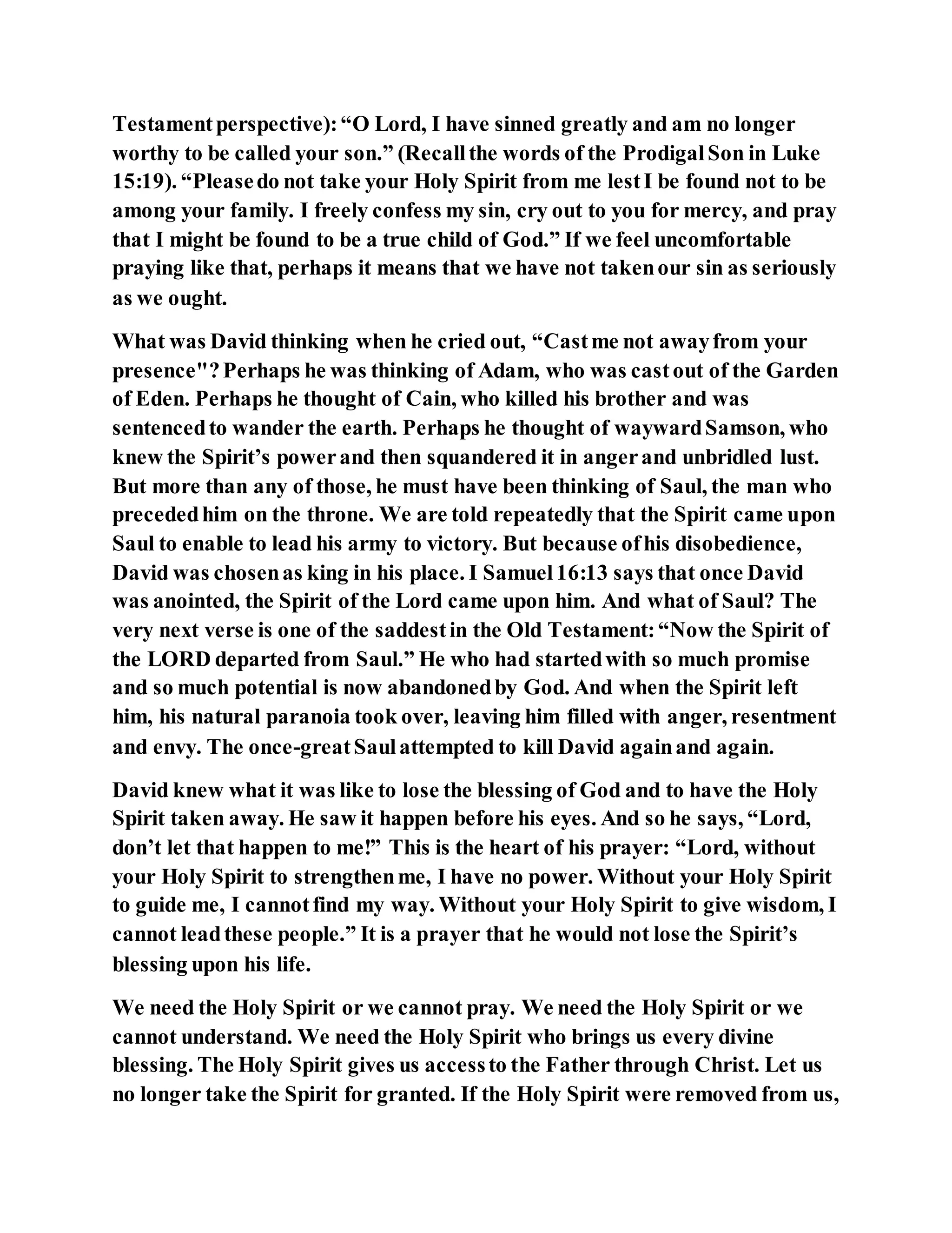 The holy spirit in psalm 51 11 | DOCX
