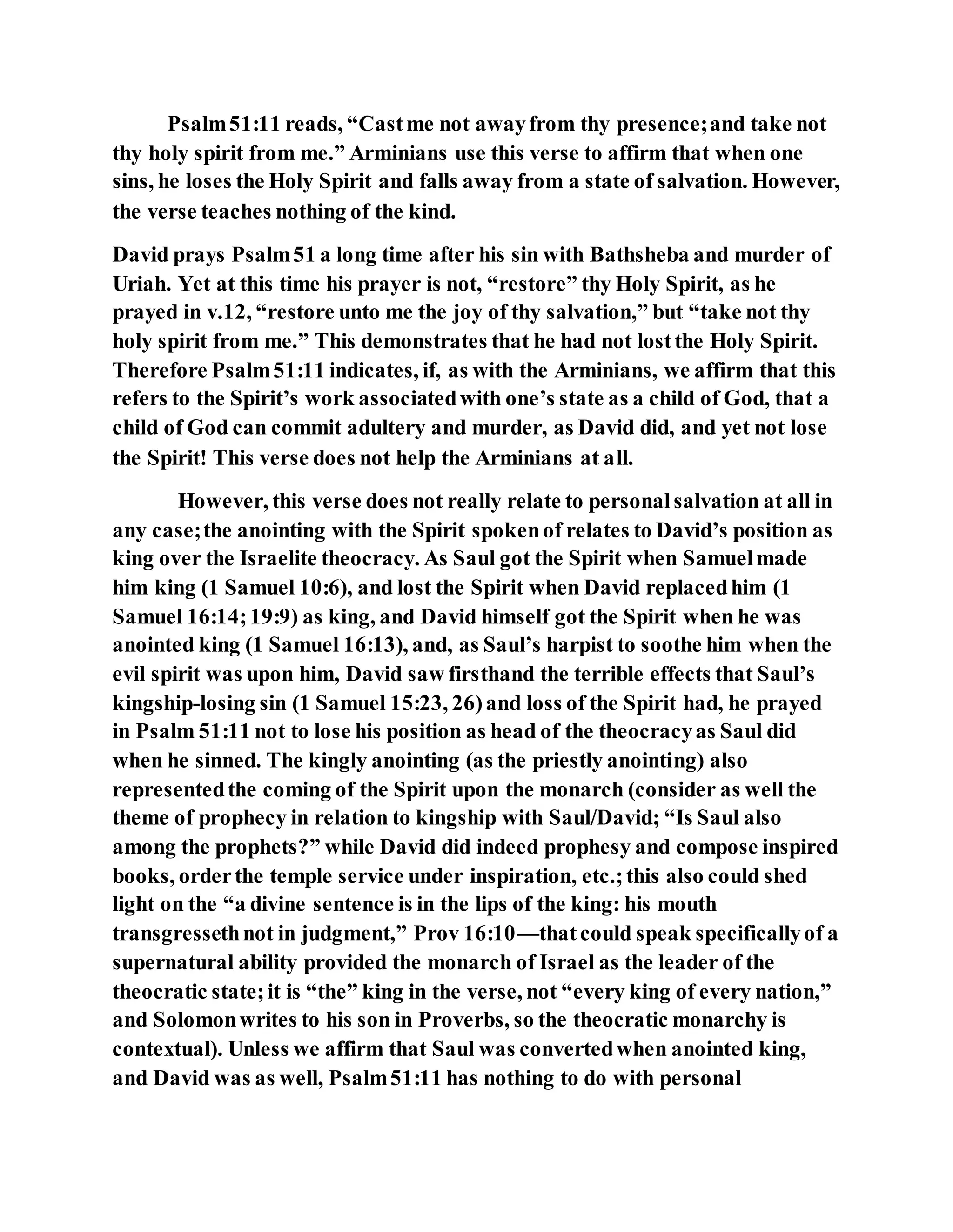 The holy spirit in psalm 51 11 | DOCX