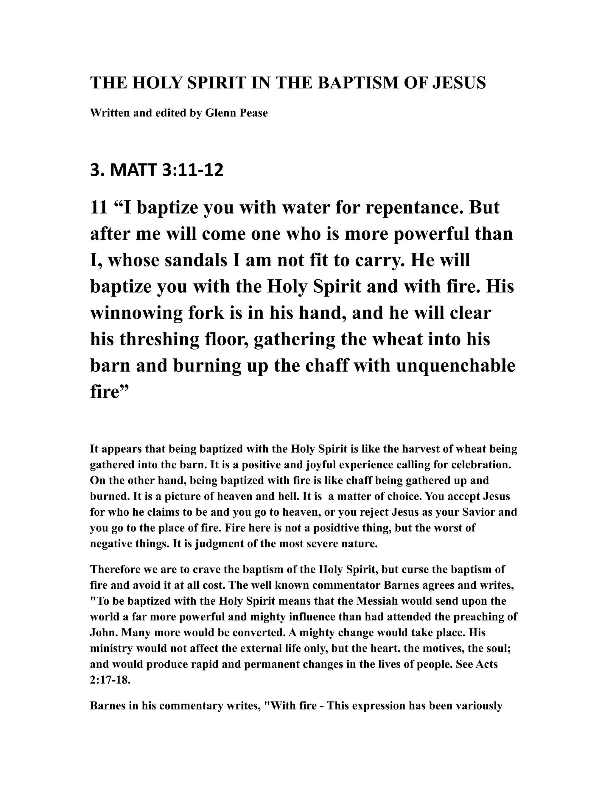 The holy spirit in the baptism of jesus | PDF
