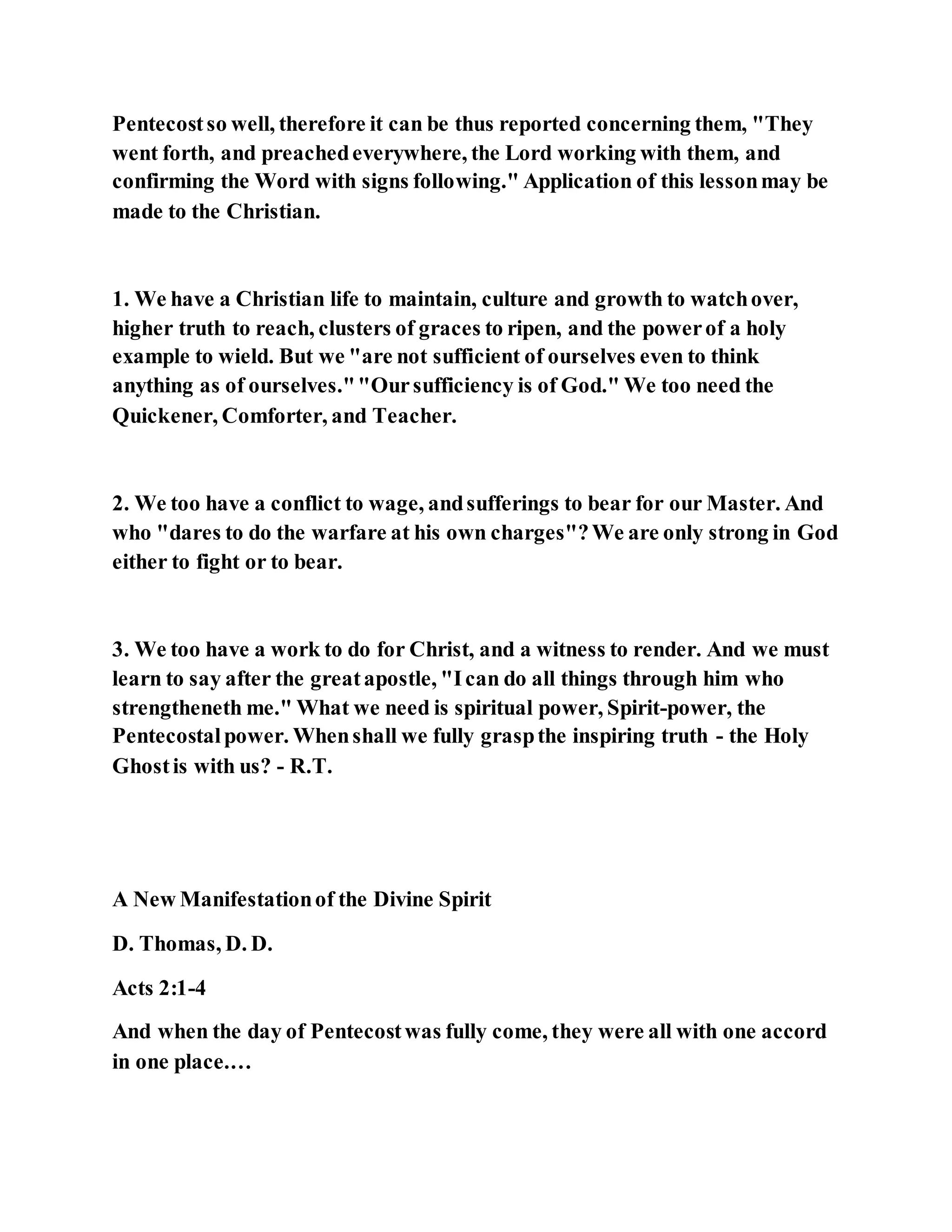 The holy spirit pentecost experience | DOCX