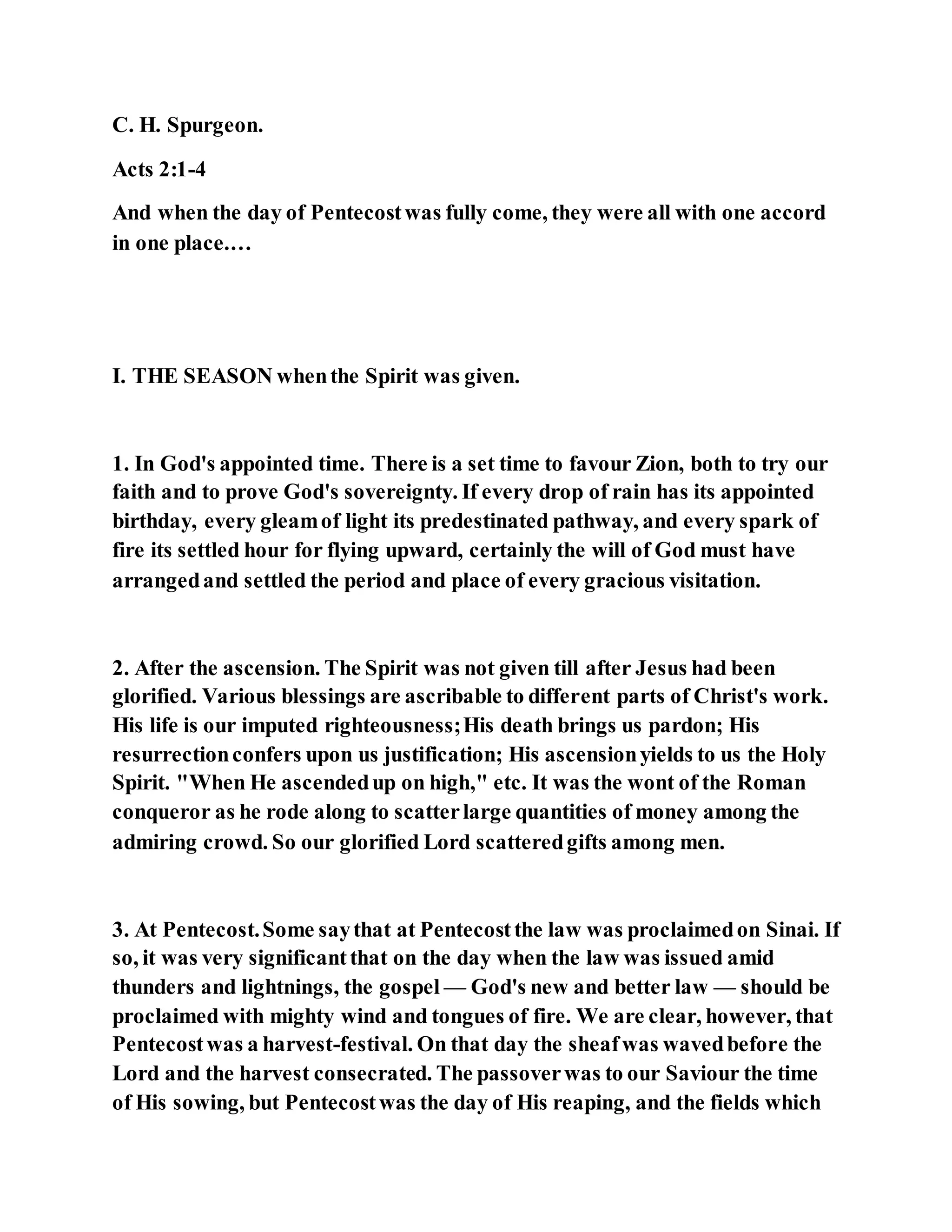 The holy spirit pentecost experience | DOCX