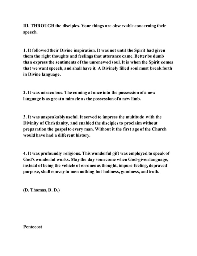 The holy spirit pentecost experience | DOCX