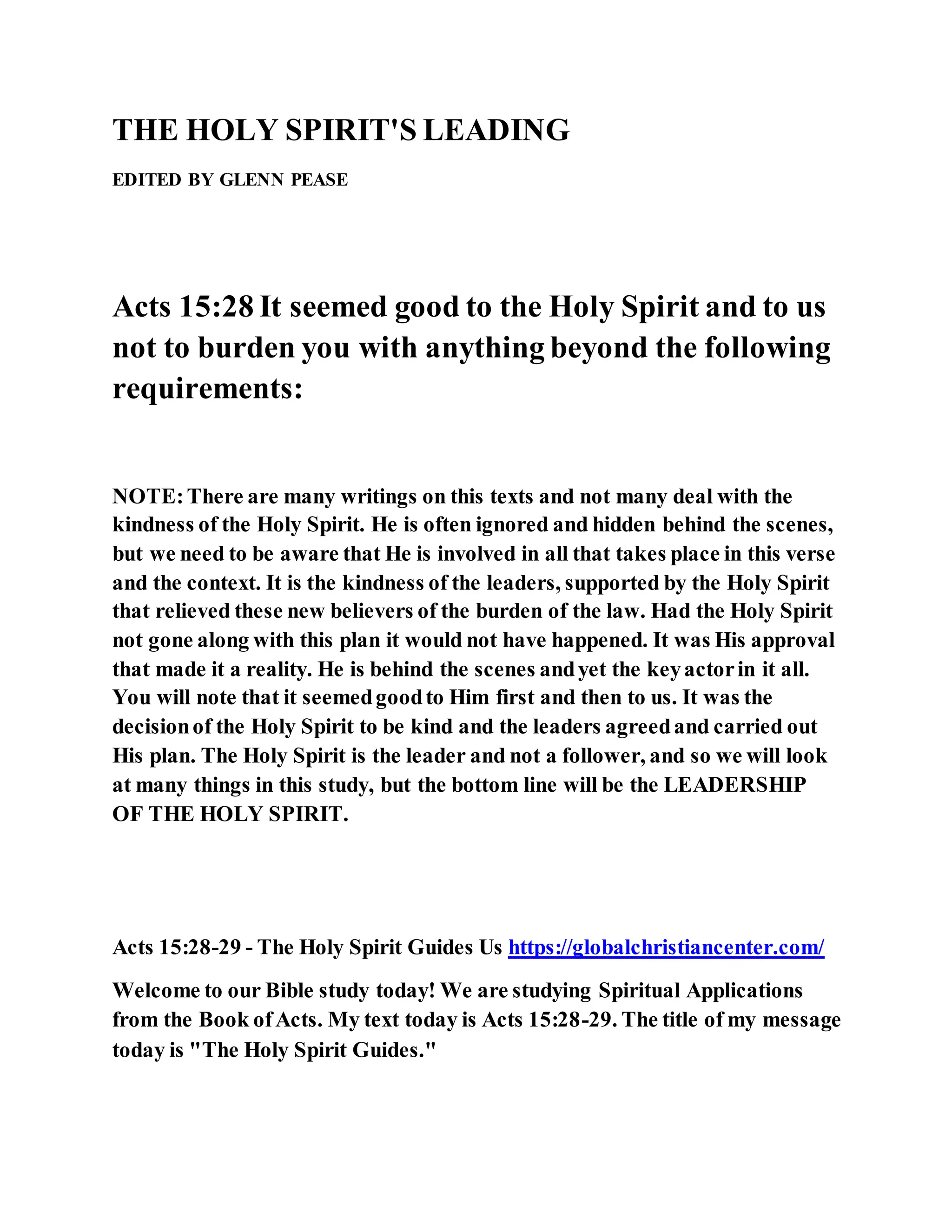The holy spirit's leading | DOCX