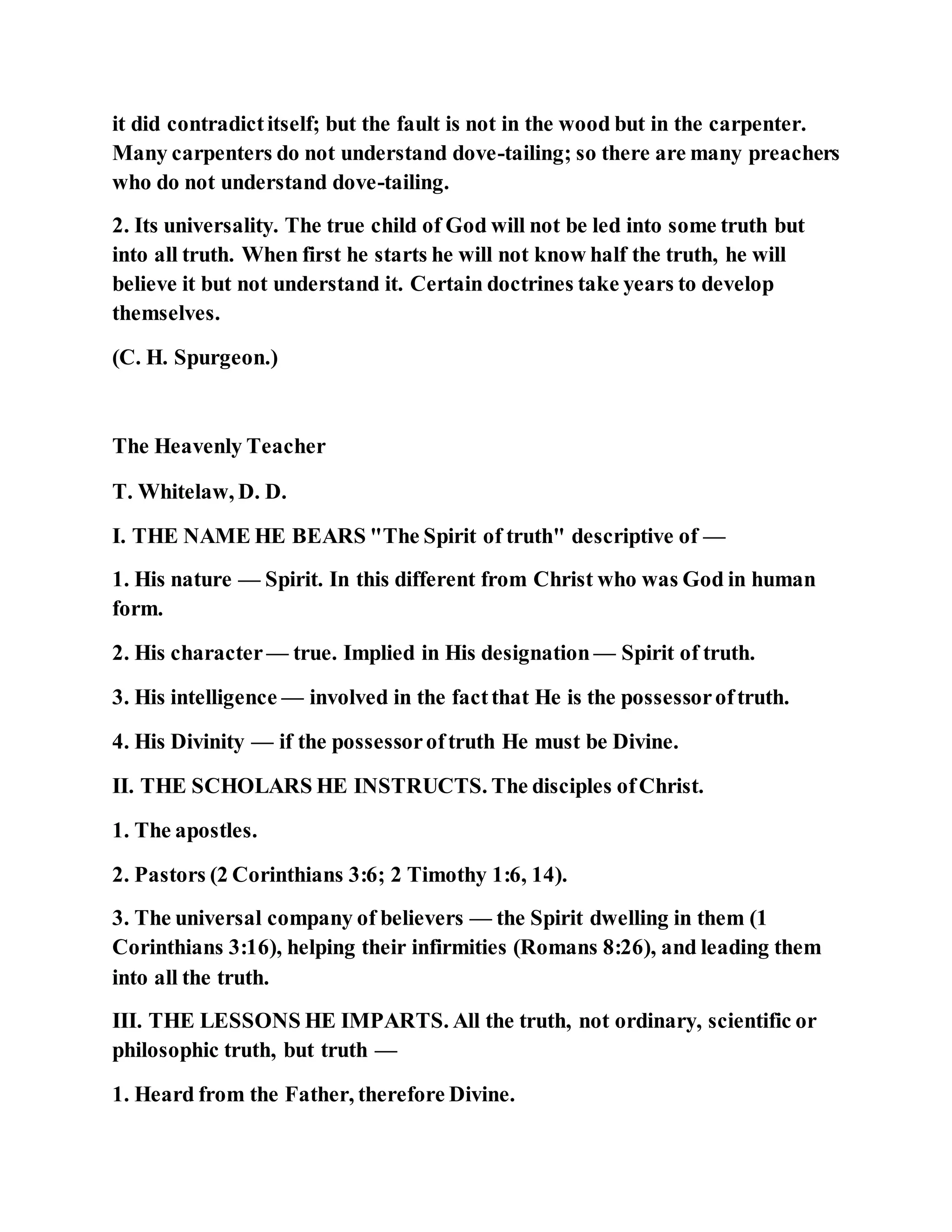 The holy spirit speaks the truth | DOCX | Christianity | Religion ...