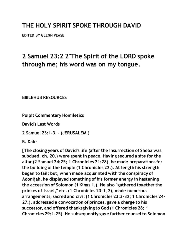 The holy spirit spoke through david | PDF