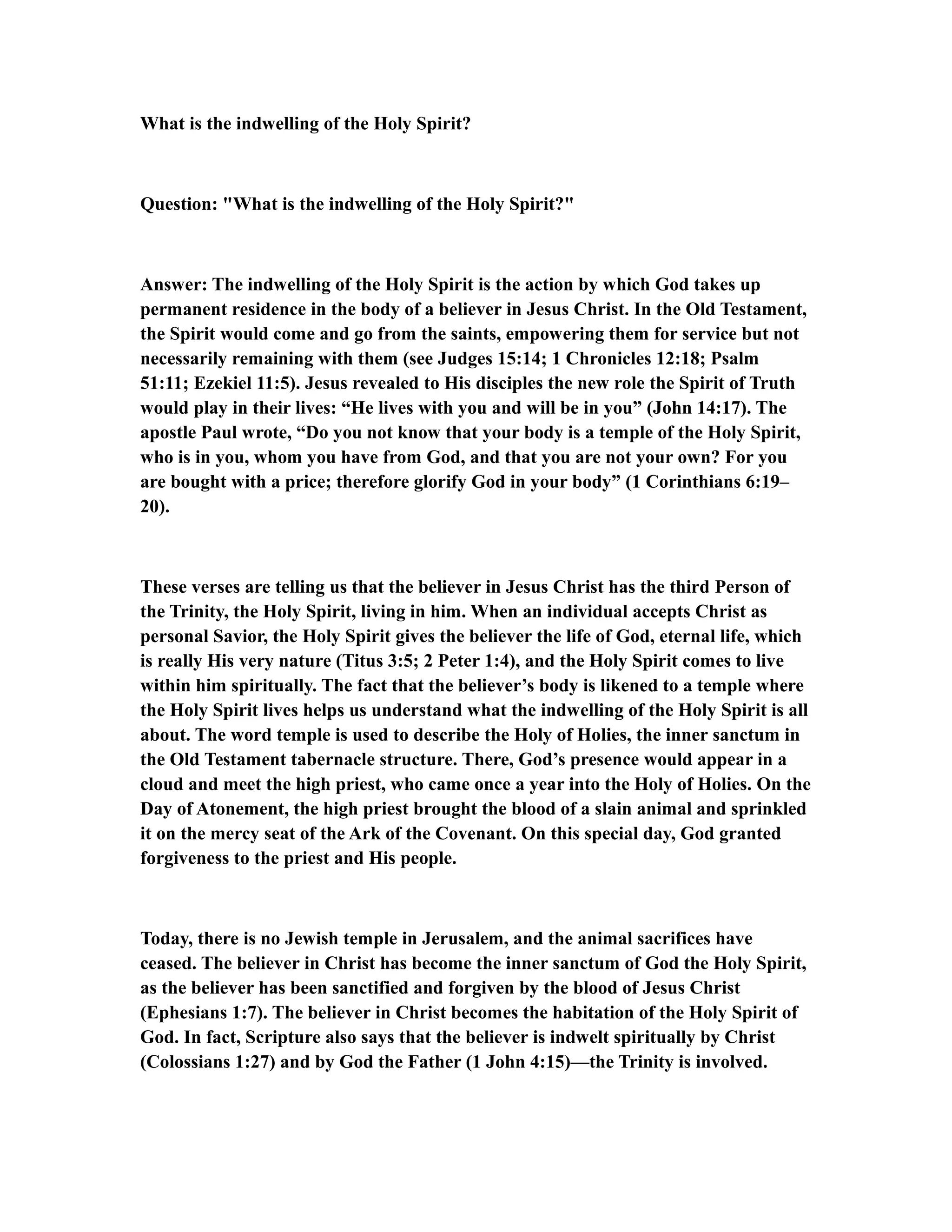 The holy spirit temple | PDF