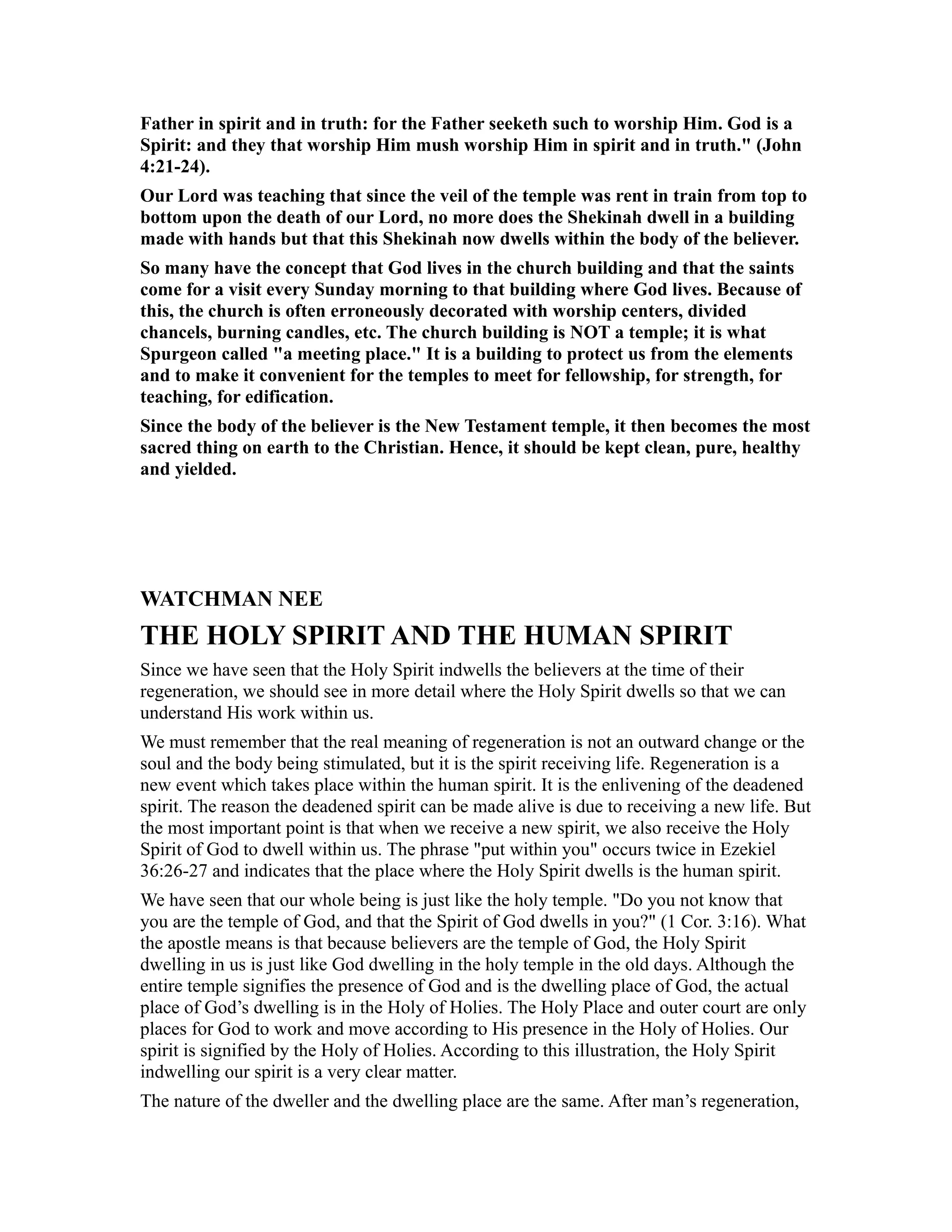 The holy spirit temple | PDF