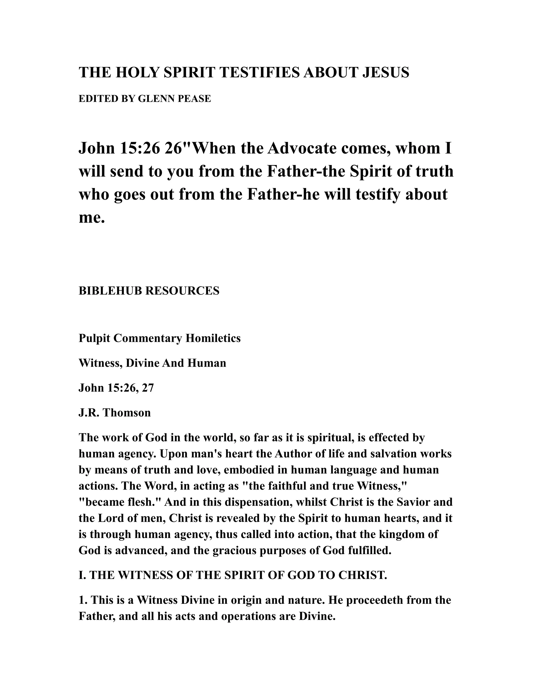 The holy spirit testifies about jesus | RTF | Spirituality | Religion ...