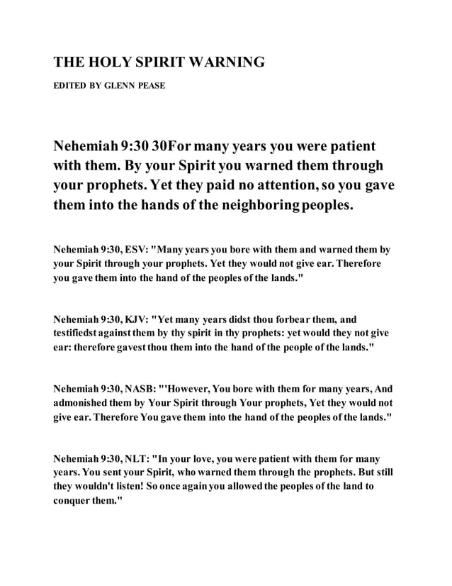 The holy spirit warning | PDF
