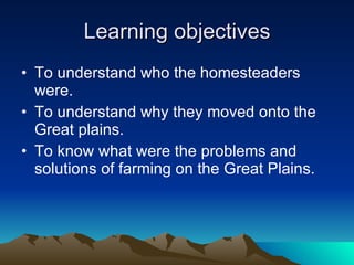 The Homesteaders Lesson | PPT