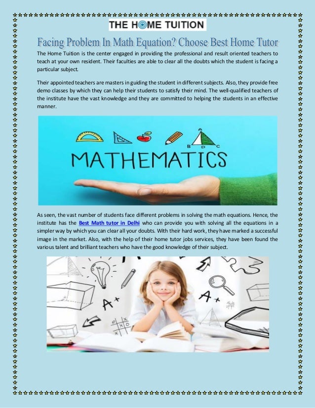 Facing Problem In Math Equation? Choose Best Home Tutor