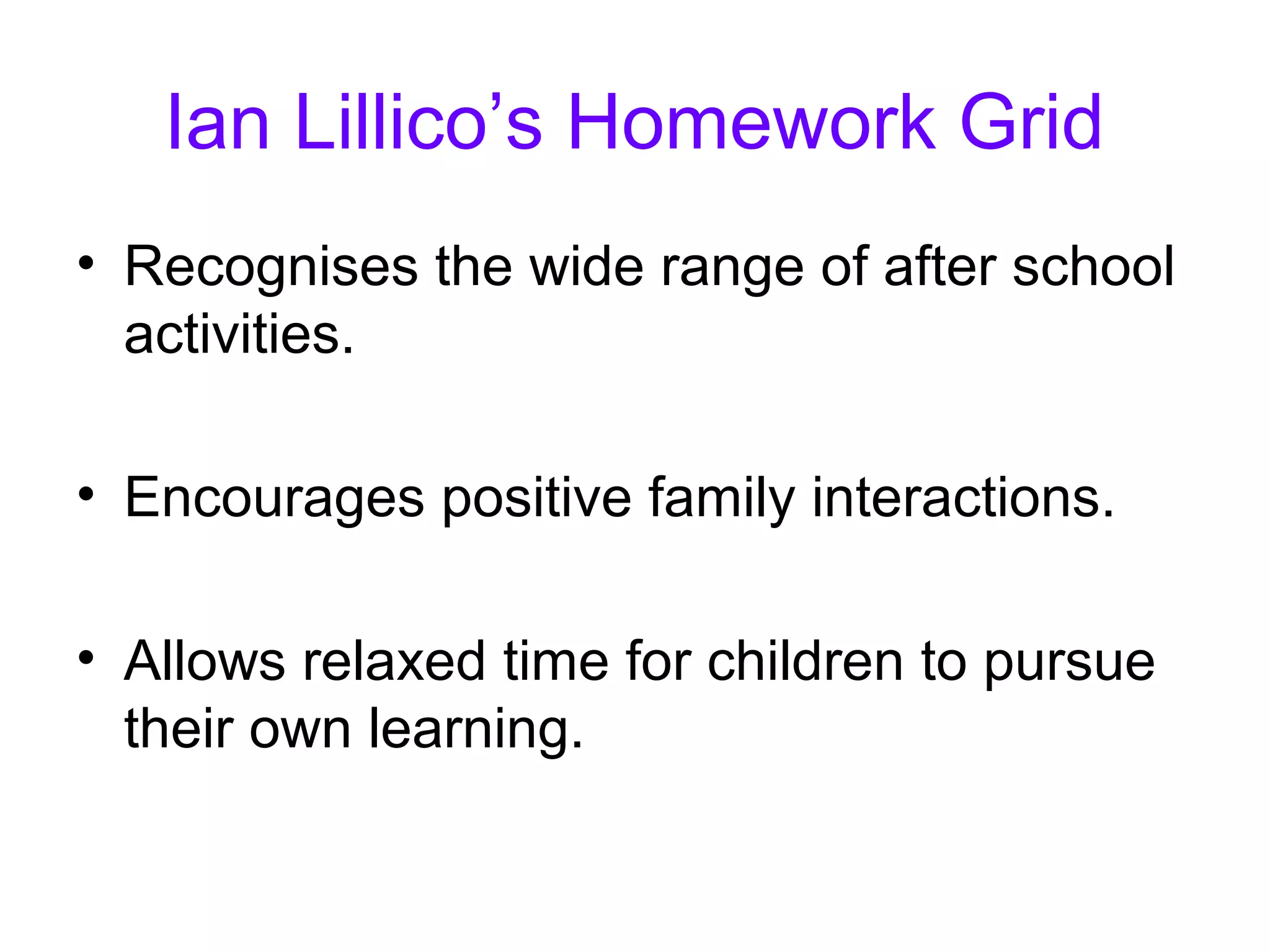 The Homework Grid | PPT