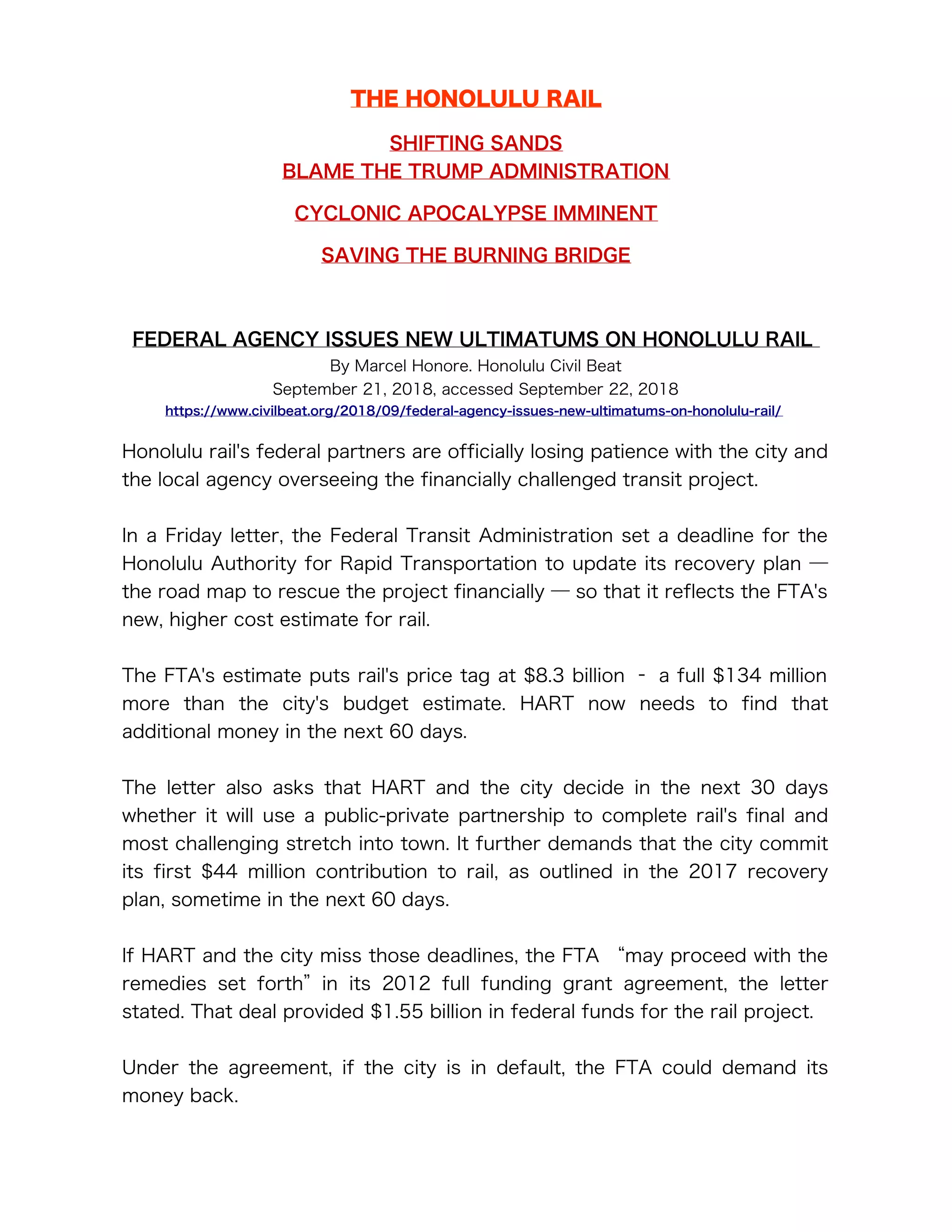 The Honolulu Rail - Feds Get Tough - Hardball - The Trump Factor ...