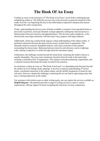 The Hook Of An Essay | PDF