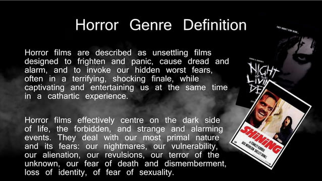 The Horror Genre | PPTX | Movies | Entertainment