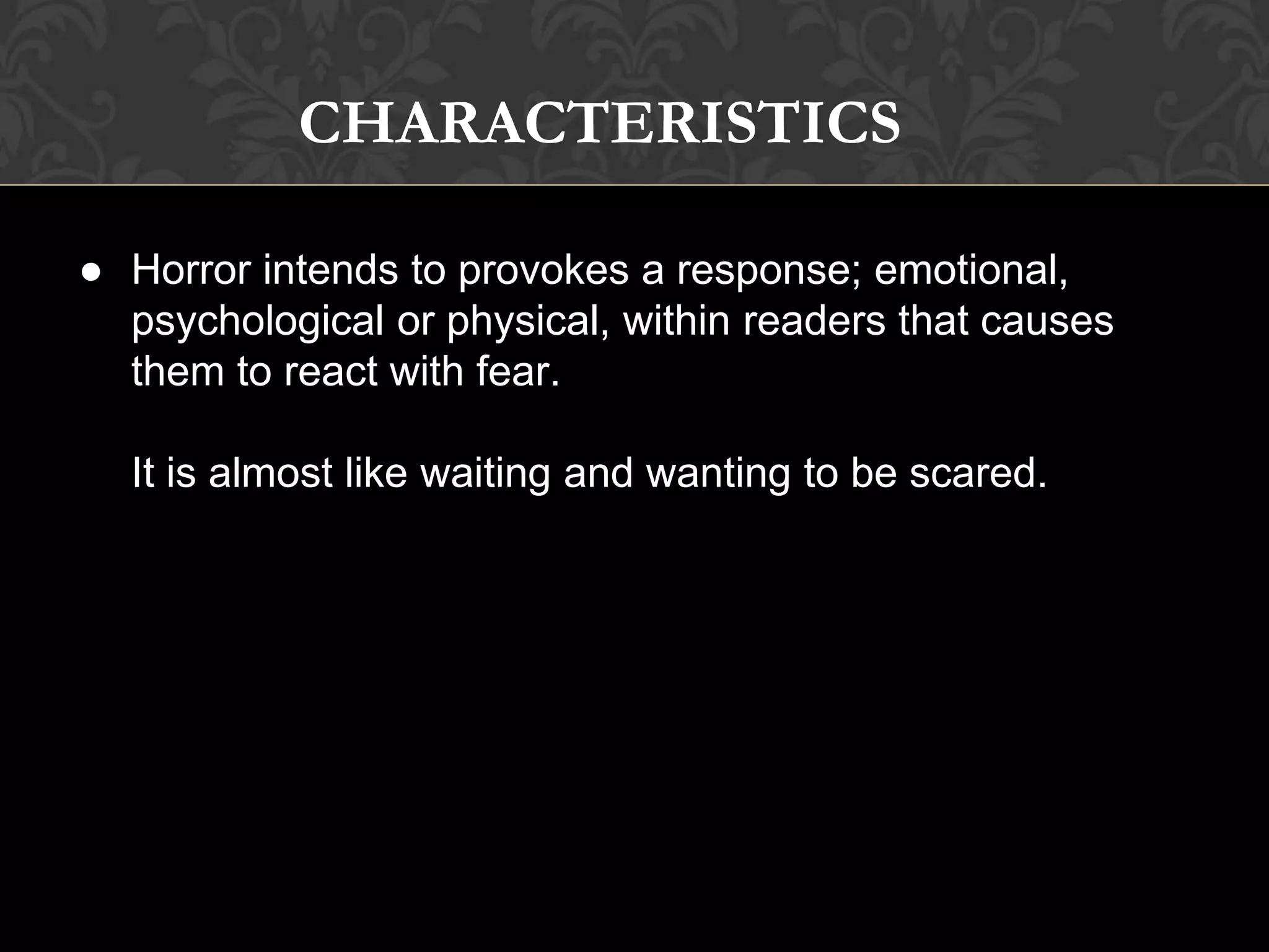 The horror genre 7th grade | PPTX