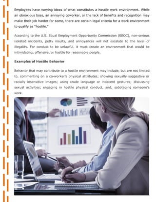 The Hostile Work Environment, as Defined by Law | PDF