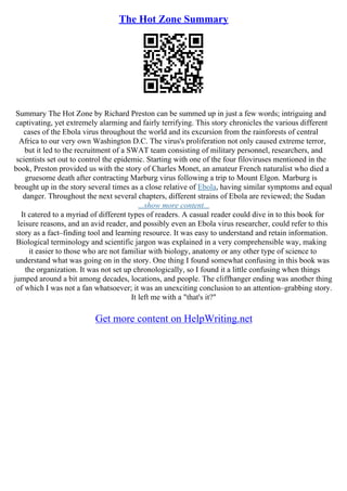 The Hot Zone Essay | PDF