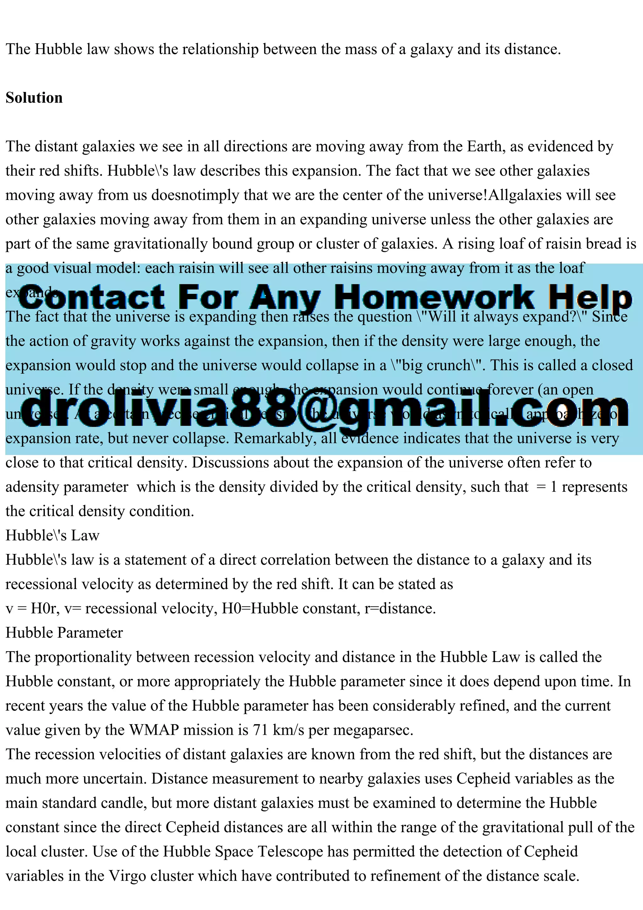The Hubble law shows the relationship between the mass of a galaxy a.pdf